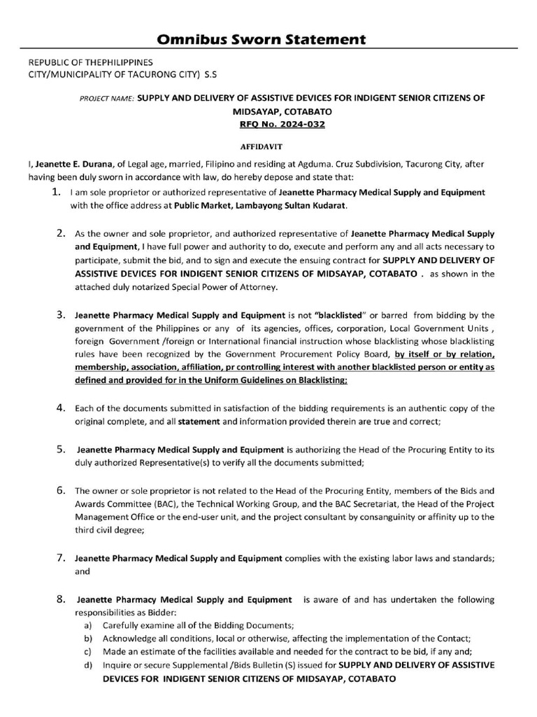 Price Quotation, Omnibus, Philgeps, Business Permit, DTI | PDF