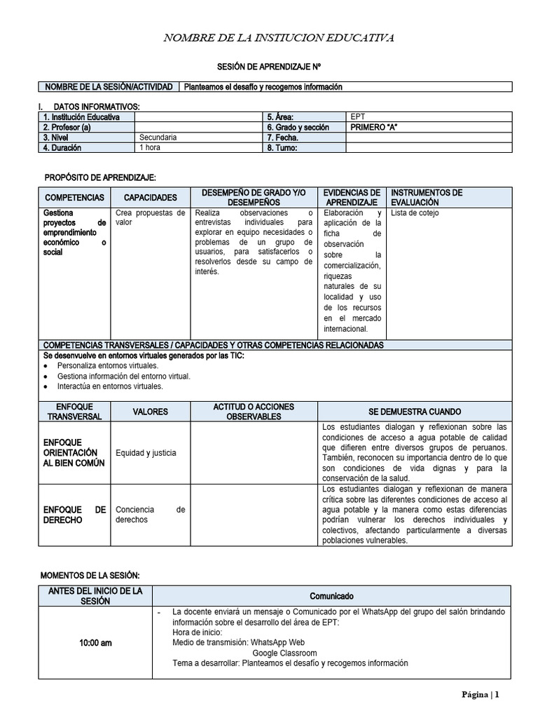 Sesión Ept 1° Actv. 01 | PDF