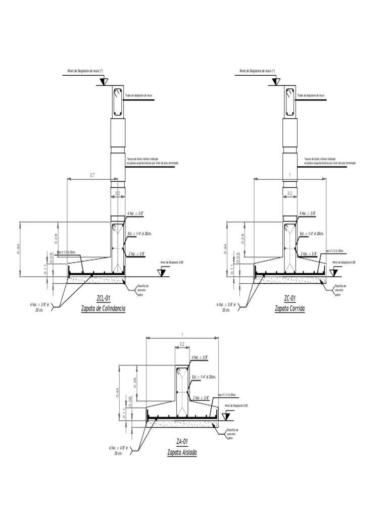 Detalles Estructurales de Zapatas | PDF