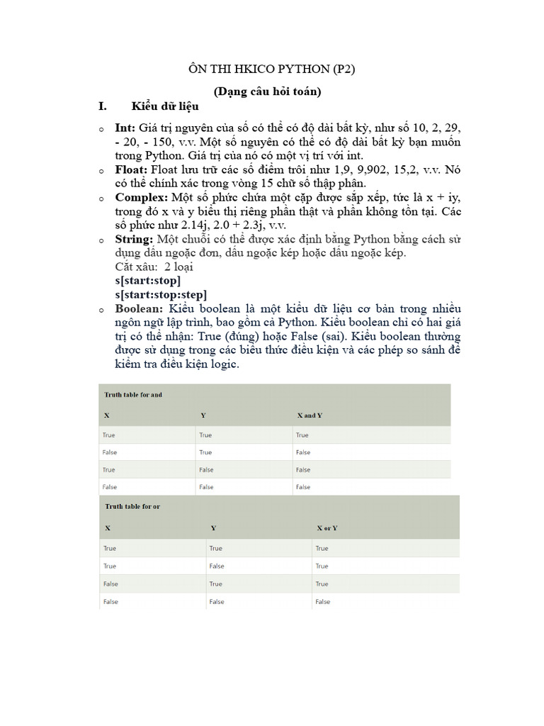 Ôn Thi Hkico Python (P2) | PDF