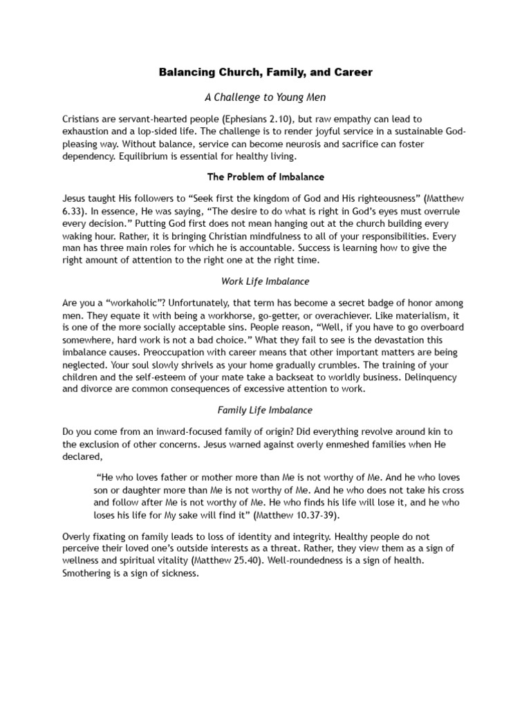 Balancing Church, Family, and Career | PDF