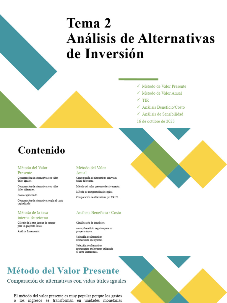 Tema 2 Analisis de Alternativas de Inversion | PDF