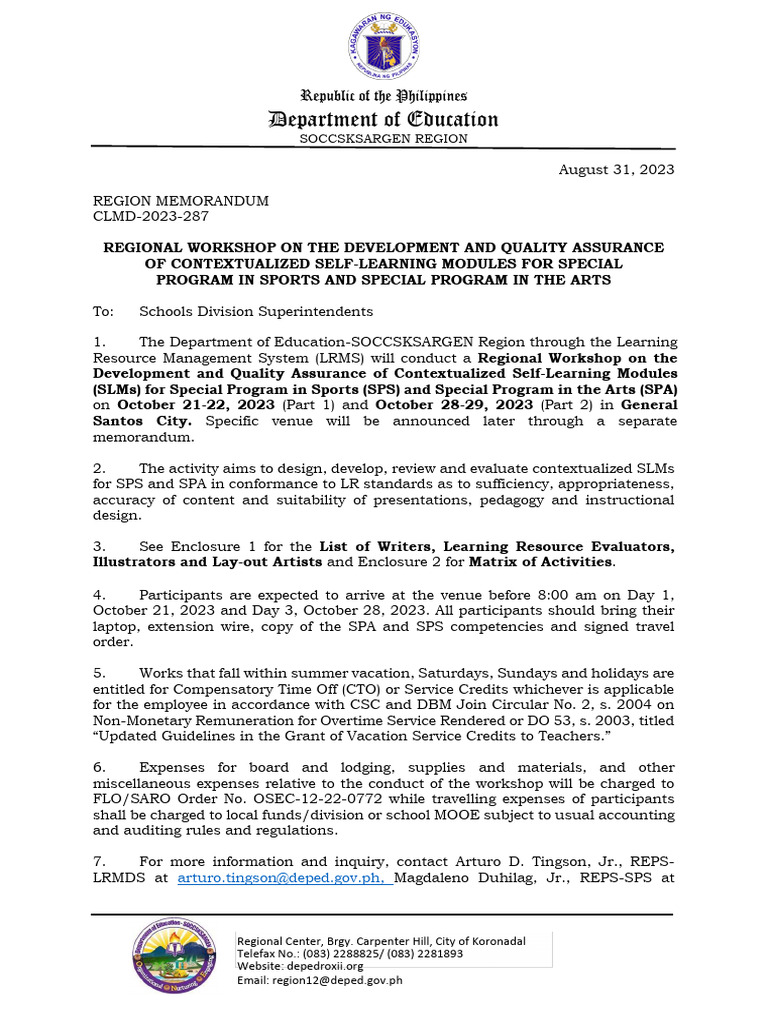 Workshop on Self-Learning Modules for DEPED | PDF | Philippines ...