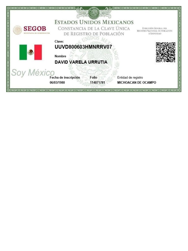 Curp Plantilla | PDF