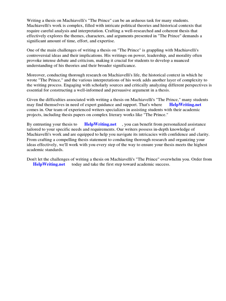 Machiavelli Prince Thesis | PDF