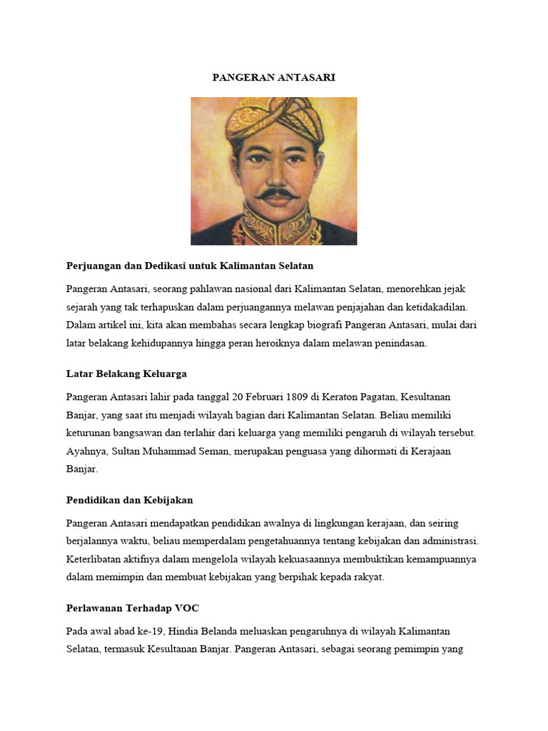 Pahlawan PANGERAN ANTASARI | PDF