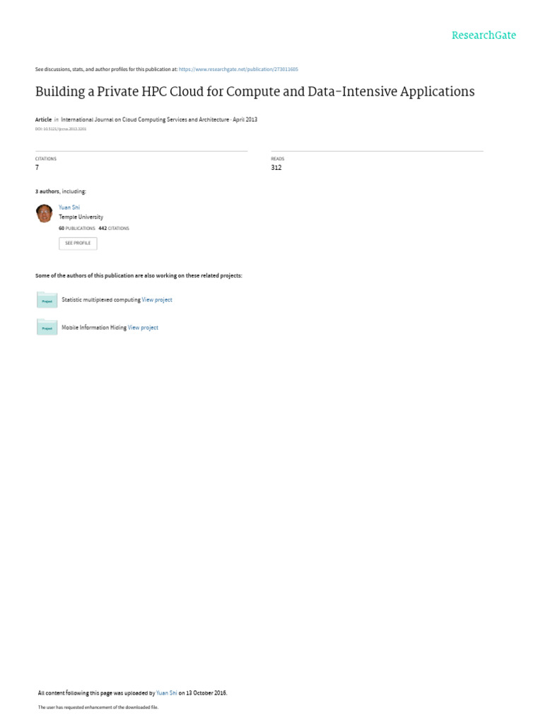 Building A Private Hpc Cloud For Compute And Data Pdf Computer Cluster Cloud Computing 