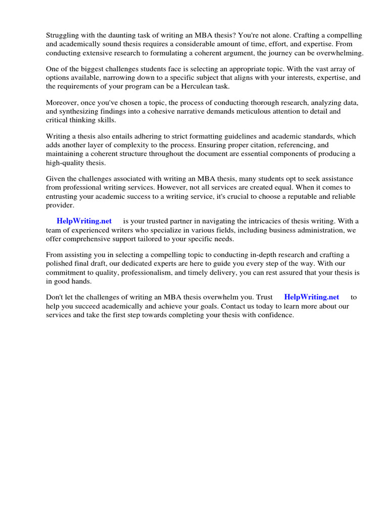 Mba Thesis Titles List | PDF