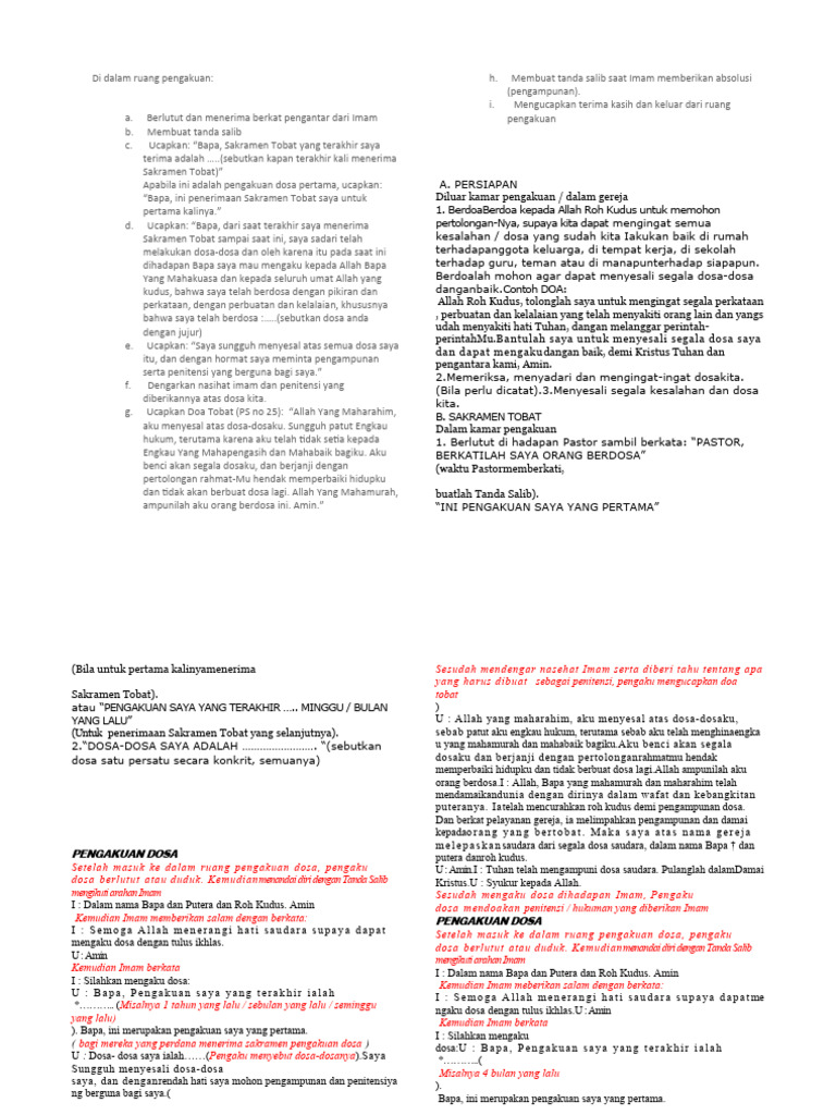 Tata Cara Pengakuan Dosa | PDF