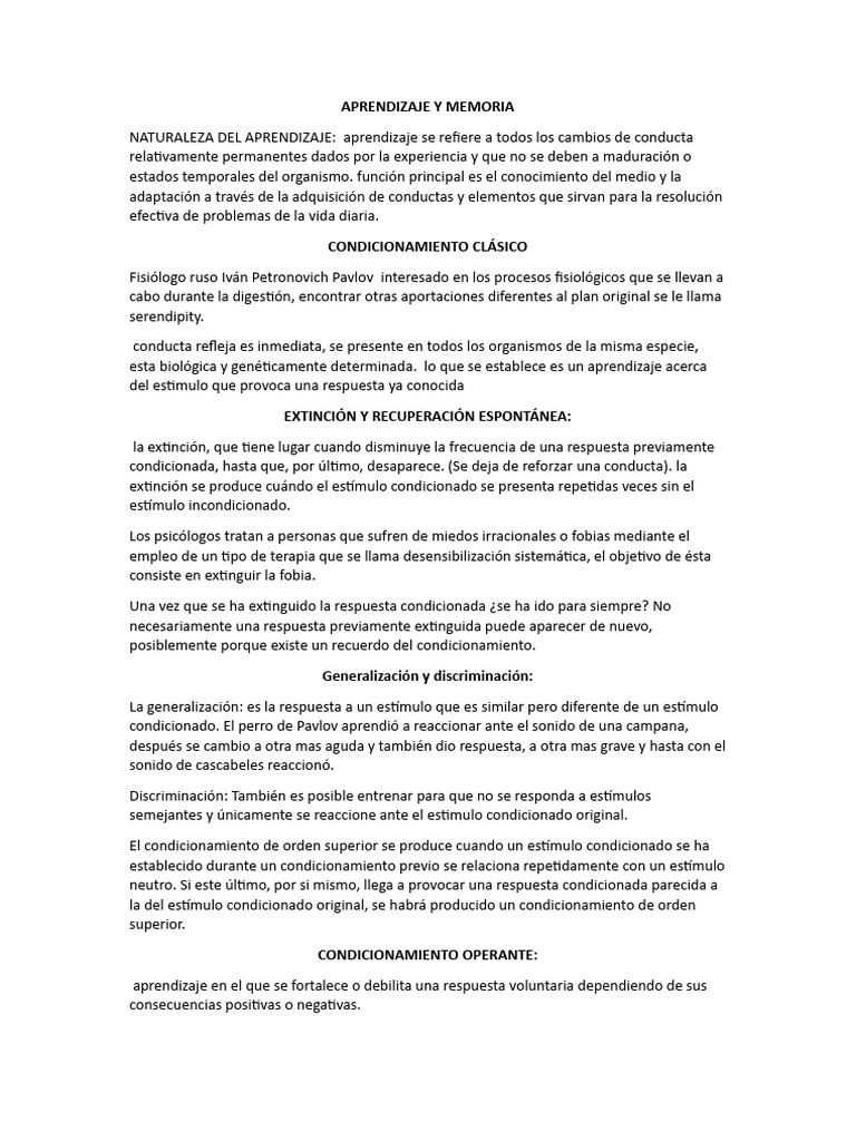 Aprendizaje Y Memoria Pdf Reforzamiento Sicología