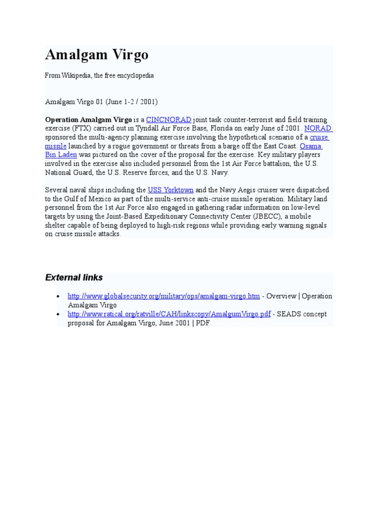 Operation Amalgam Virgo Overview | PDF | History