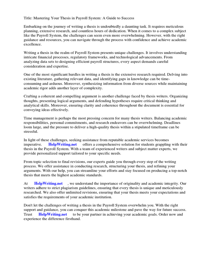 Thesis in Payroll System | PDF | Payroll | Thesis