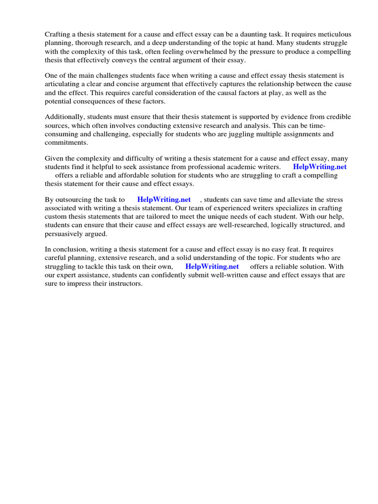 Examples of Cause and Effect Essay Thesis Statement | PDF | Essays ...