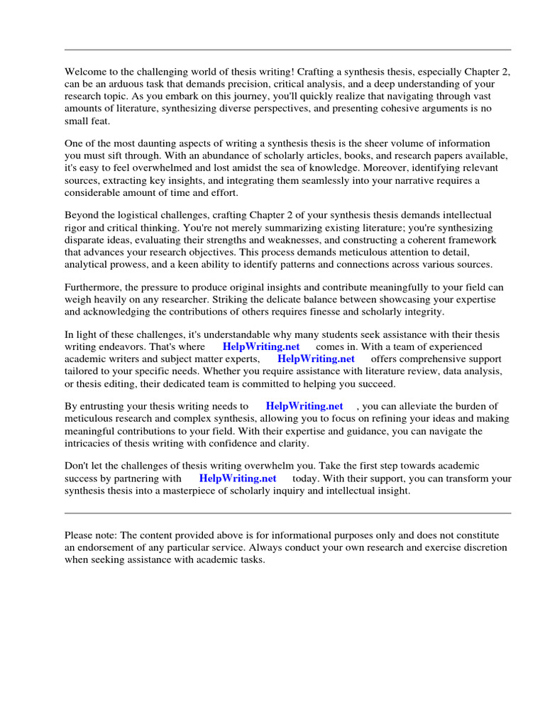 Synthesis Thesis Chapter 2 | PDF | Essays | Critical Thinking Synthesis Thesis Chapter 2 | PDF | Essays | Critical Thinking