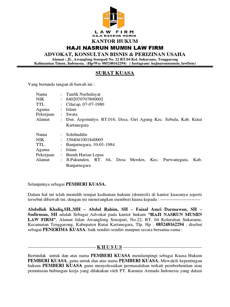 Surat Kuasa Perkara BPP | PDF