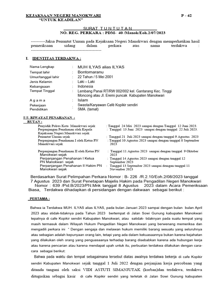 Tuntutan P-42 Muh. Ilyas | PDF