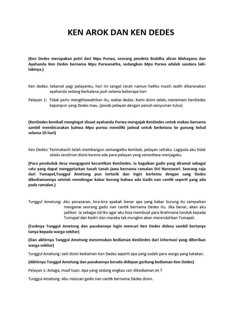 Ken Arok dan Ken Dedes: Drama Kerajaan | PDF