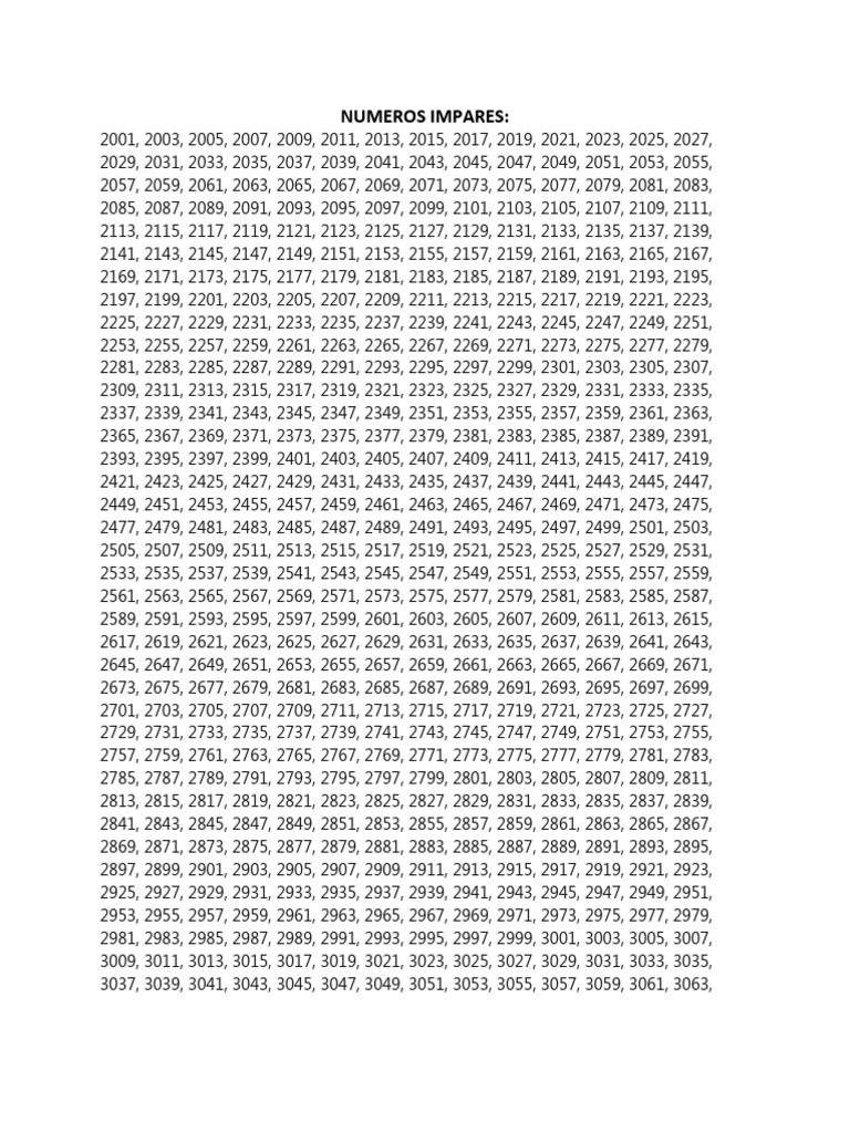 Numeros Impares y Pares | PDF
