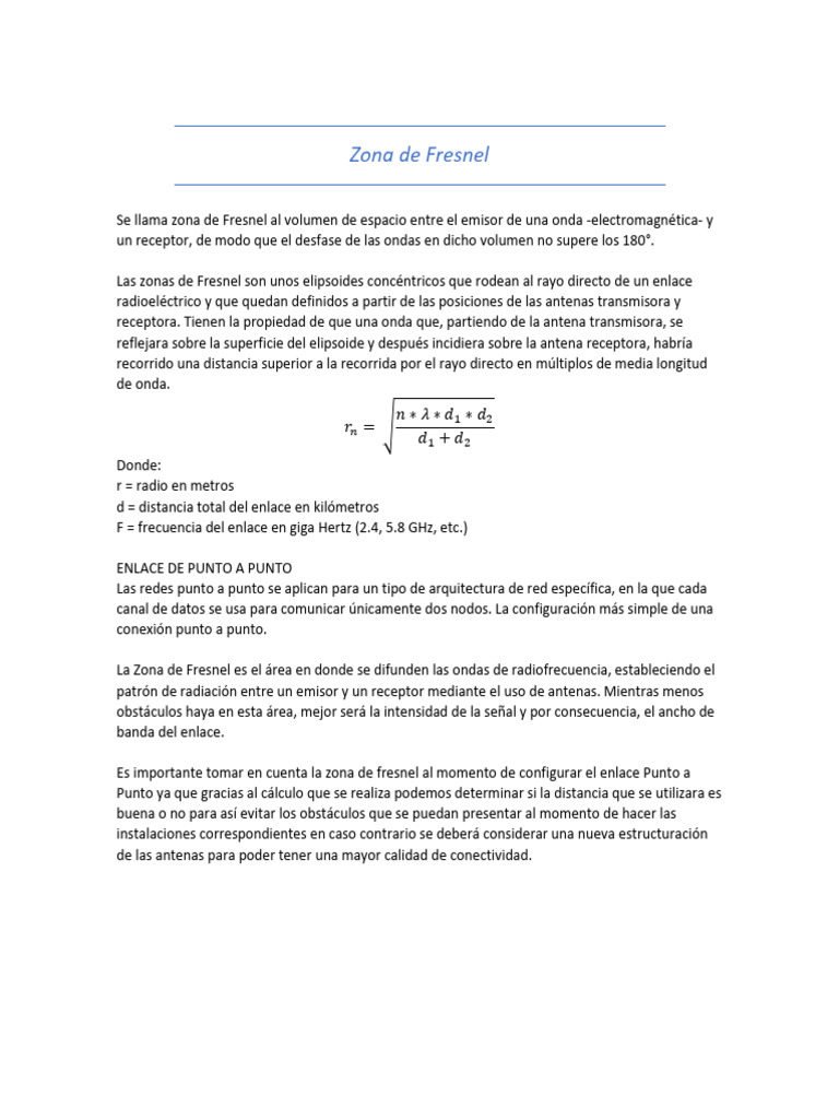 Comprendiendo la Zona de Fresnel en Enlaces P2P | PDF | Olas | Antena ...