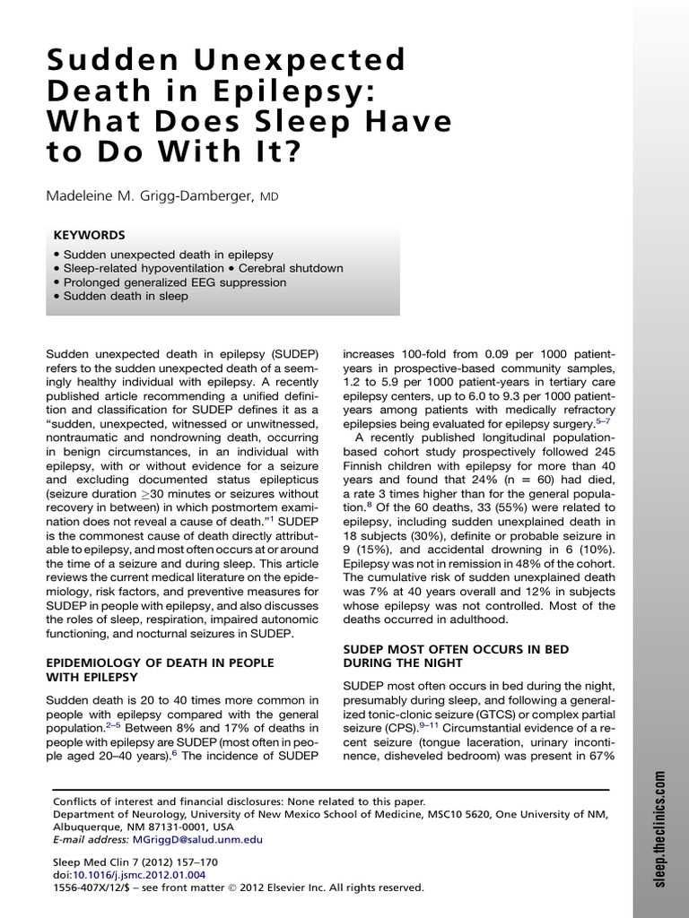 Sudden Unexpected Death I Epilepsy | PDF | Epilepsy | Serotonin