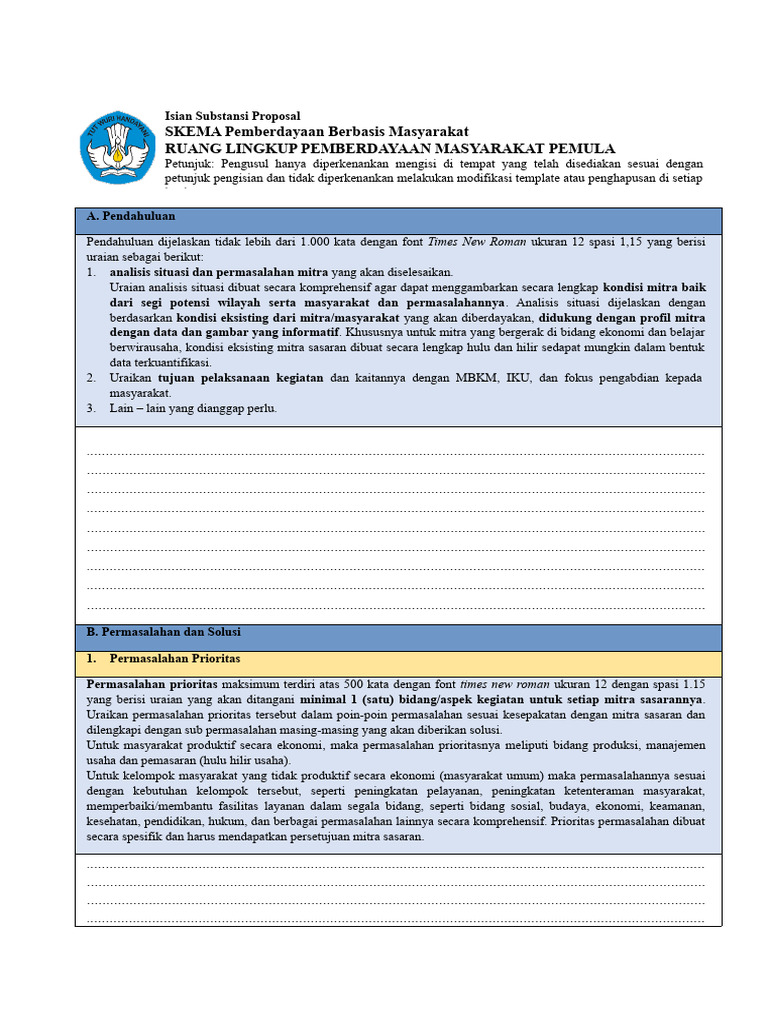 Contoh CommonTemplate Isian Substansi Usulan Skema PMP | PDF