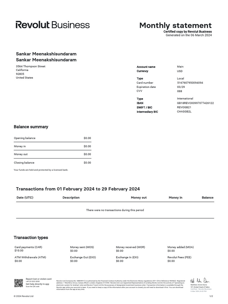 Monthly Statement 01 Feb 2024 29 Feb 2024 | PDF | Money | Banking