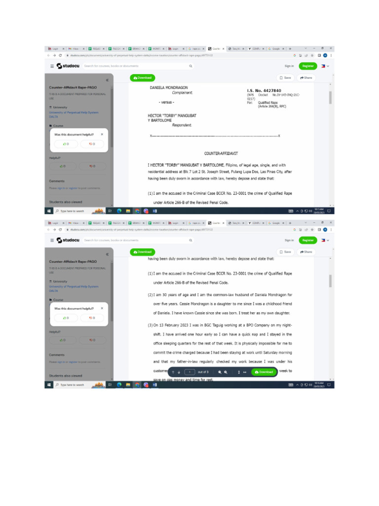 Sample Counter Affidavit | PDF