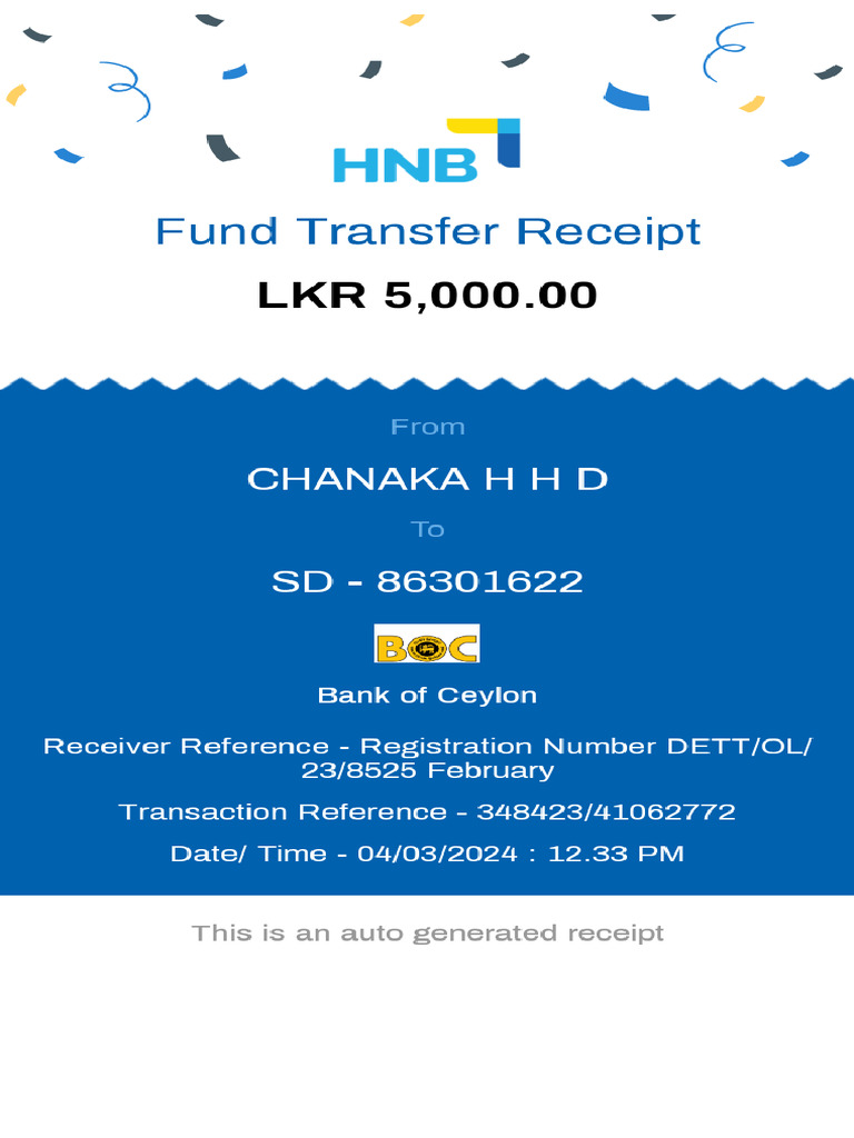 HNB DL Receipt 20240304 123412 | PDF