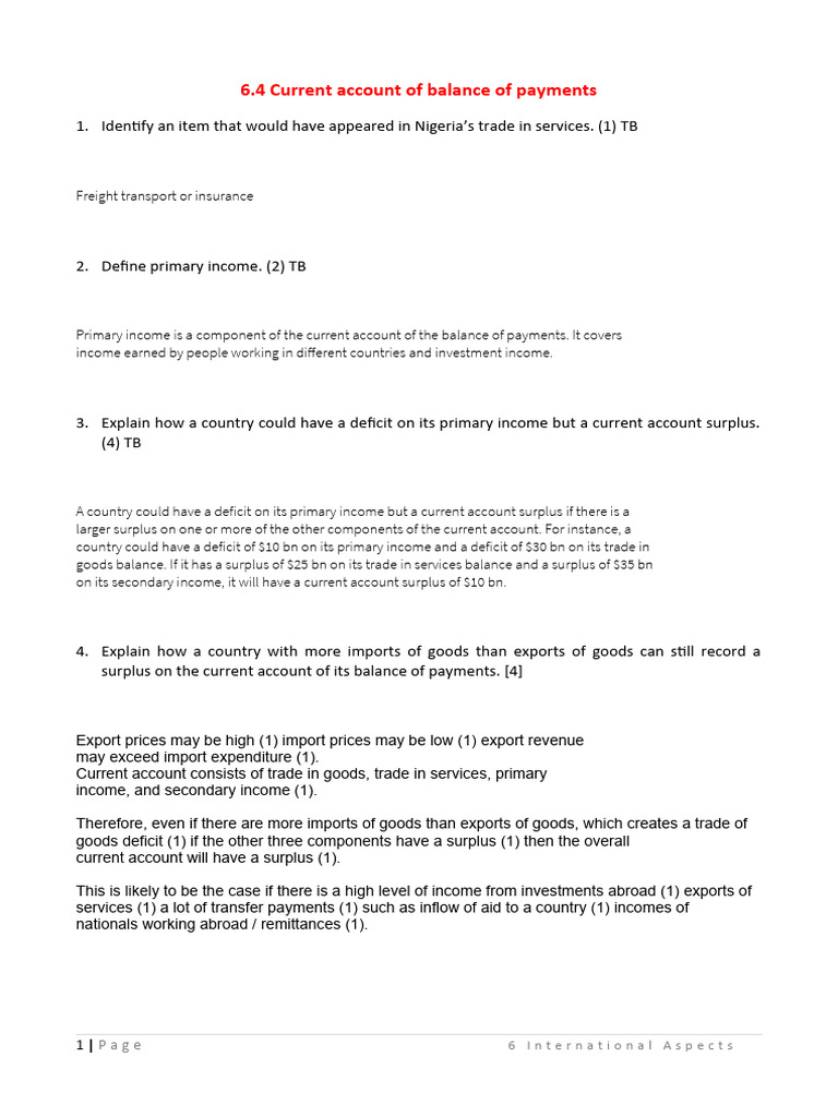 Nigeria's Balance of Payments Analysis | PDF | Balance Of Payments ...