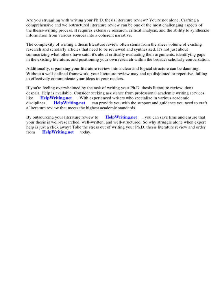 PHD Thesis Literature Review Structure | PDF | Thesis | Knowledge