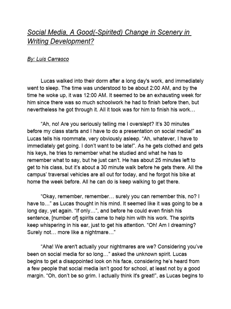 project 1 social media a good -spirited change in scenery in writing ...