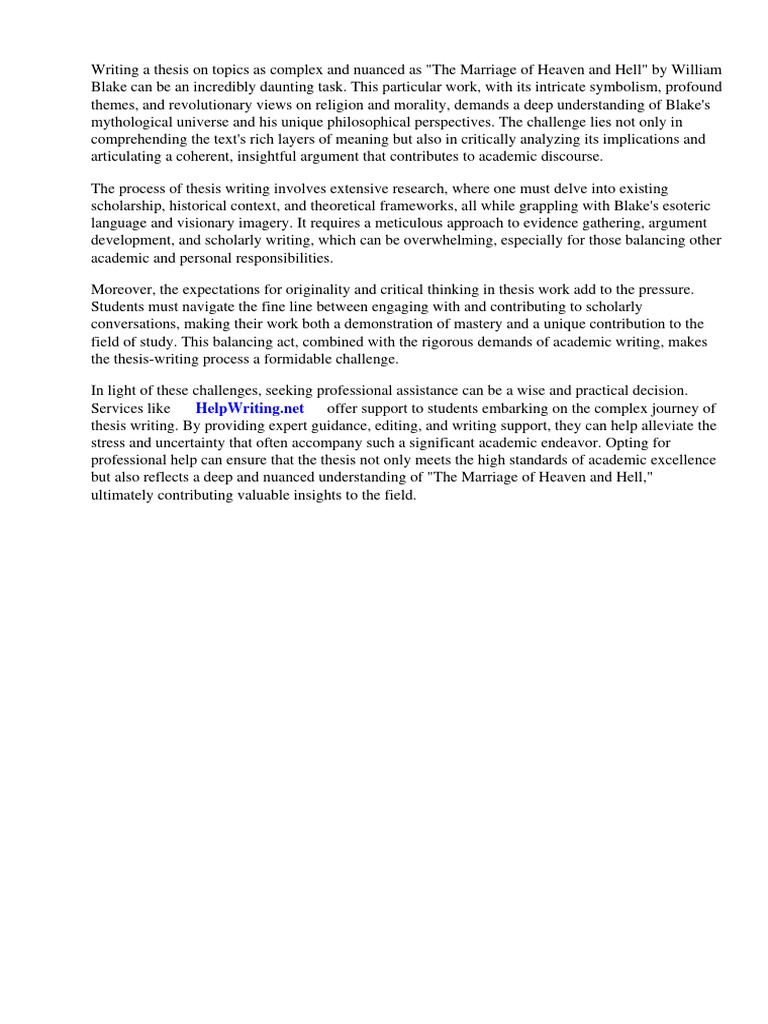 Thesis Writing on Blake's Symbolism | PDF | William Blake | Hell