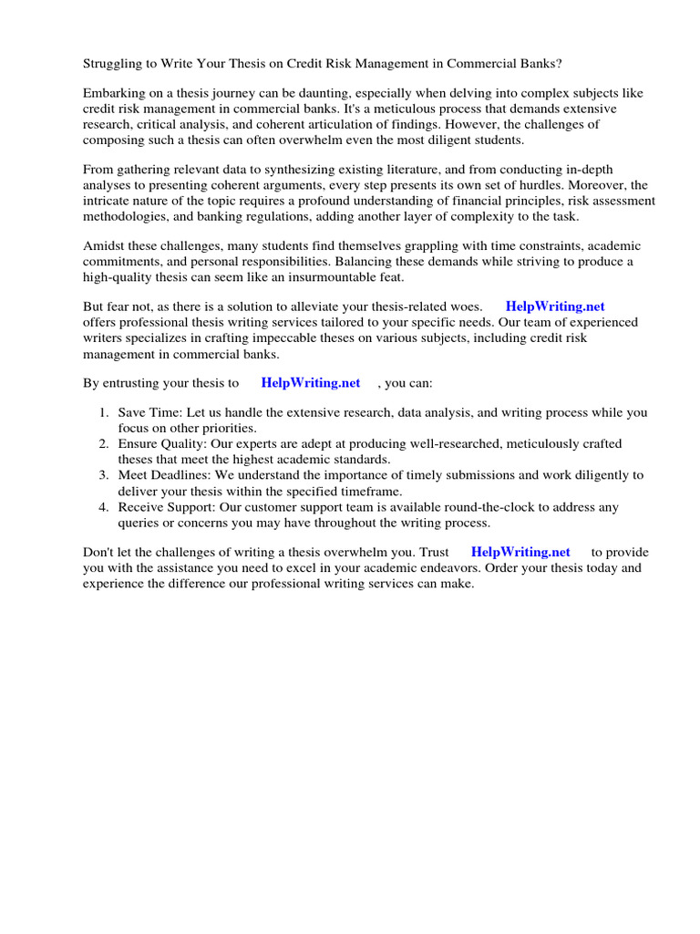 Thesis Help: Credit Risk in Banks | PDF
