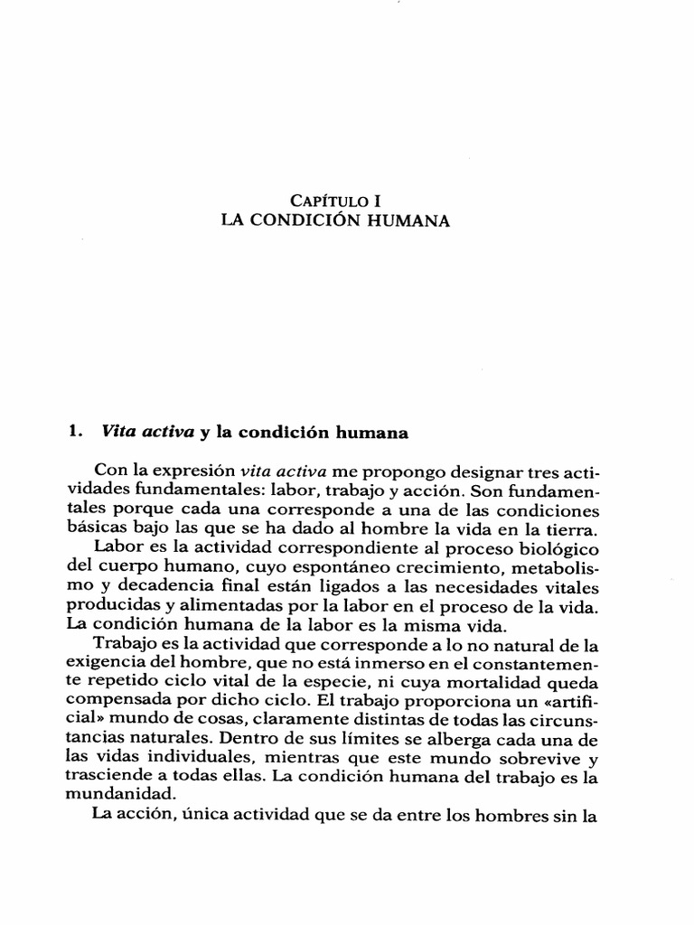 Primer Capitulo de La Condicion Humana | PDF