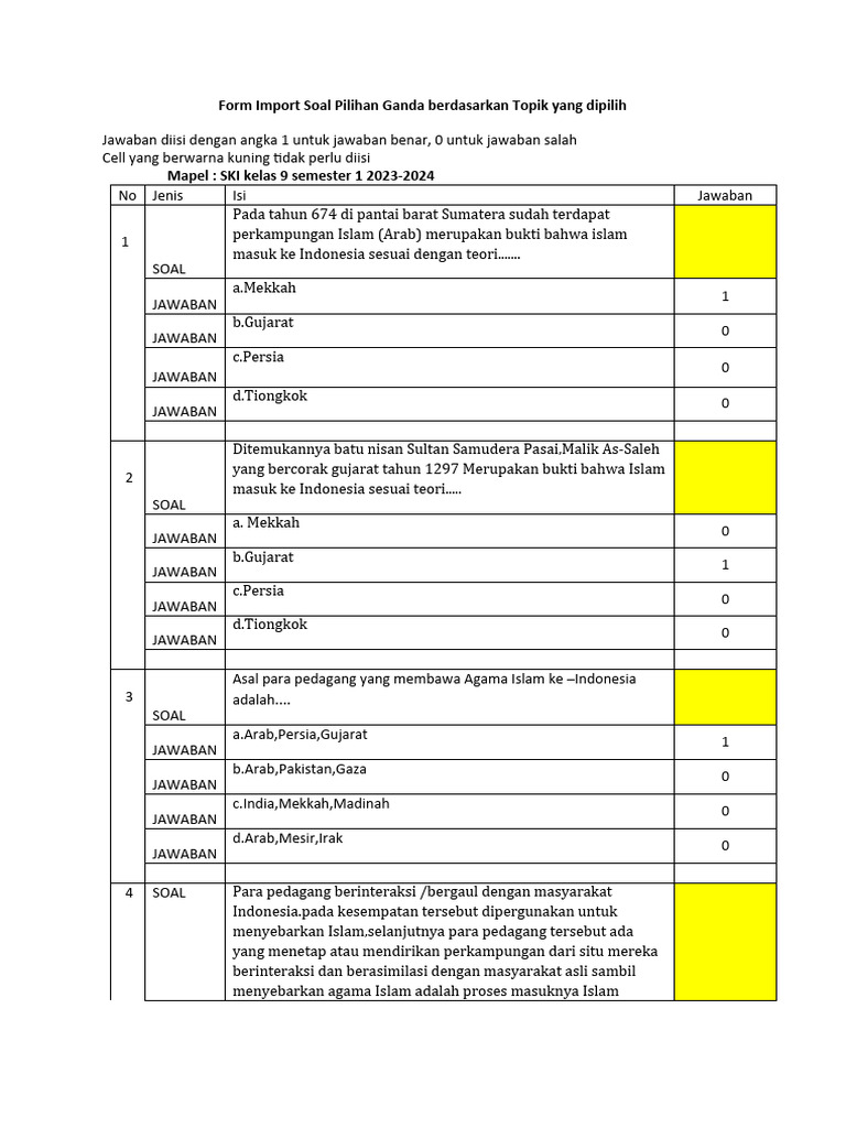 Form Soal Ganda Semester 1 2023-2024 | PDF