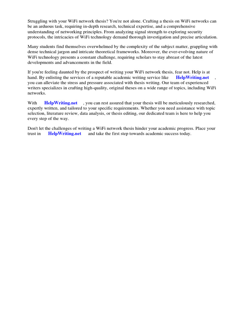 Wifi Network Thesis | PDF | Technology & Engineering