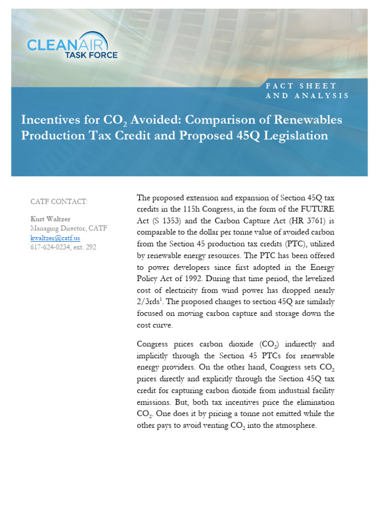 CATF FactSheet Cost of CO2 Avoided | PDF | Renewable Energy | Wind Power