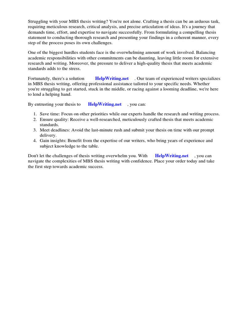 Thesis Writing For Mbs | PDF | Risk | Investing
