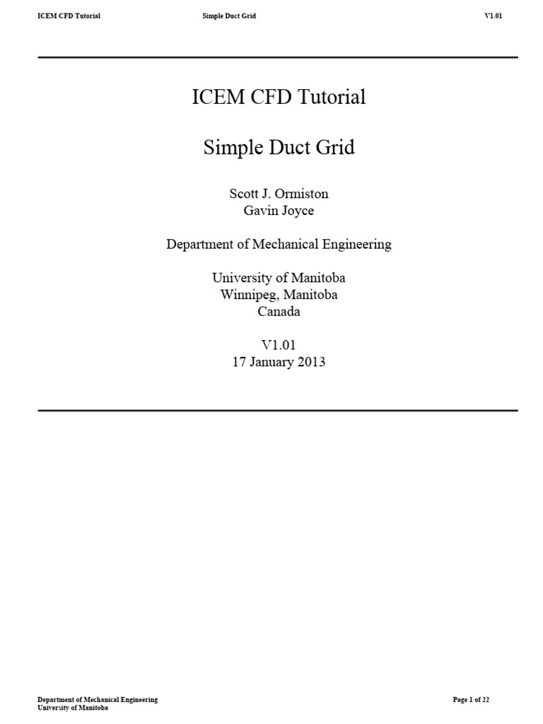 ICEM CFD Tutorial Simple Duct Grid ICEM ANSYS | PDF