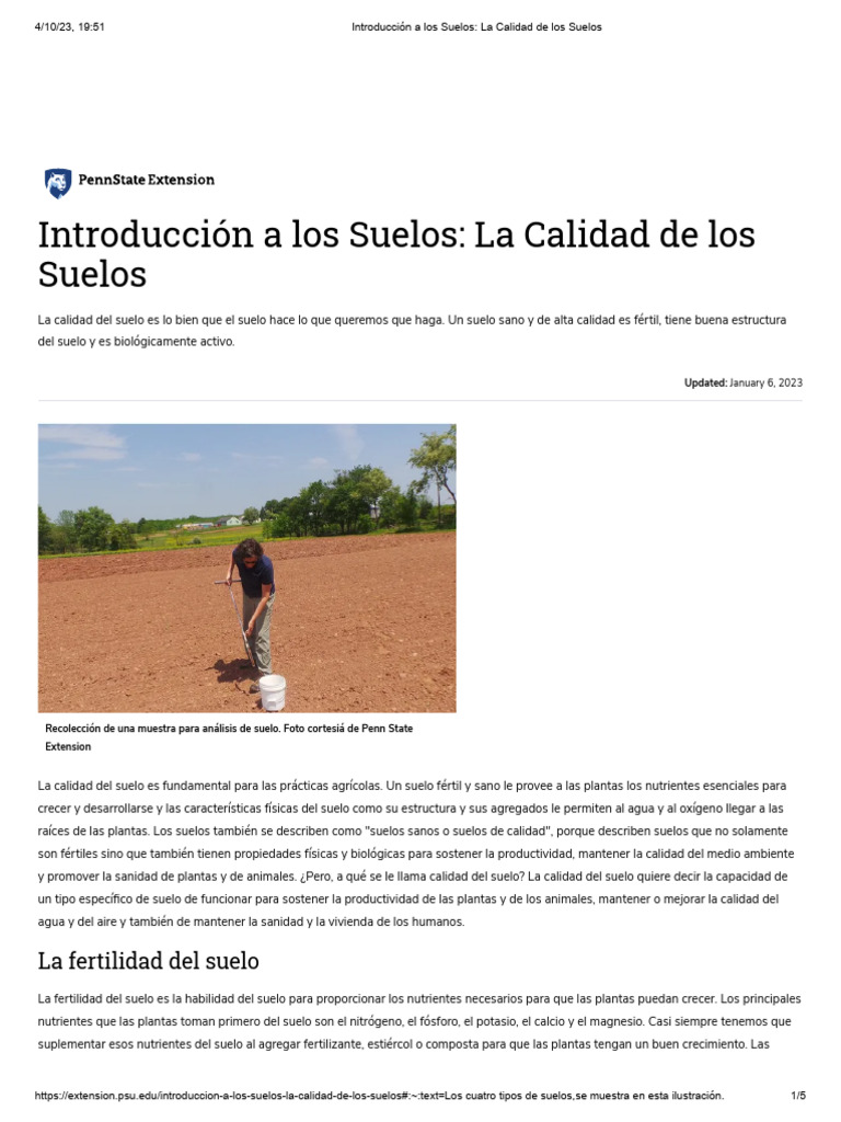 Introducción A Los Suelos - La Calidad de Los Suelos | Descargar gratis PDF | Suelo | Fertilidad ...