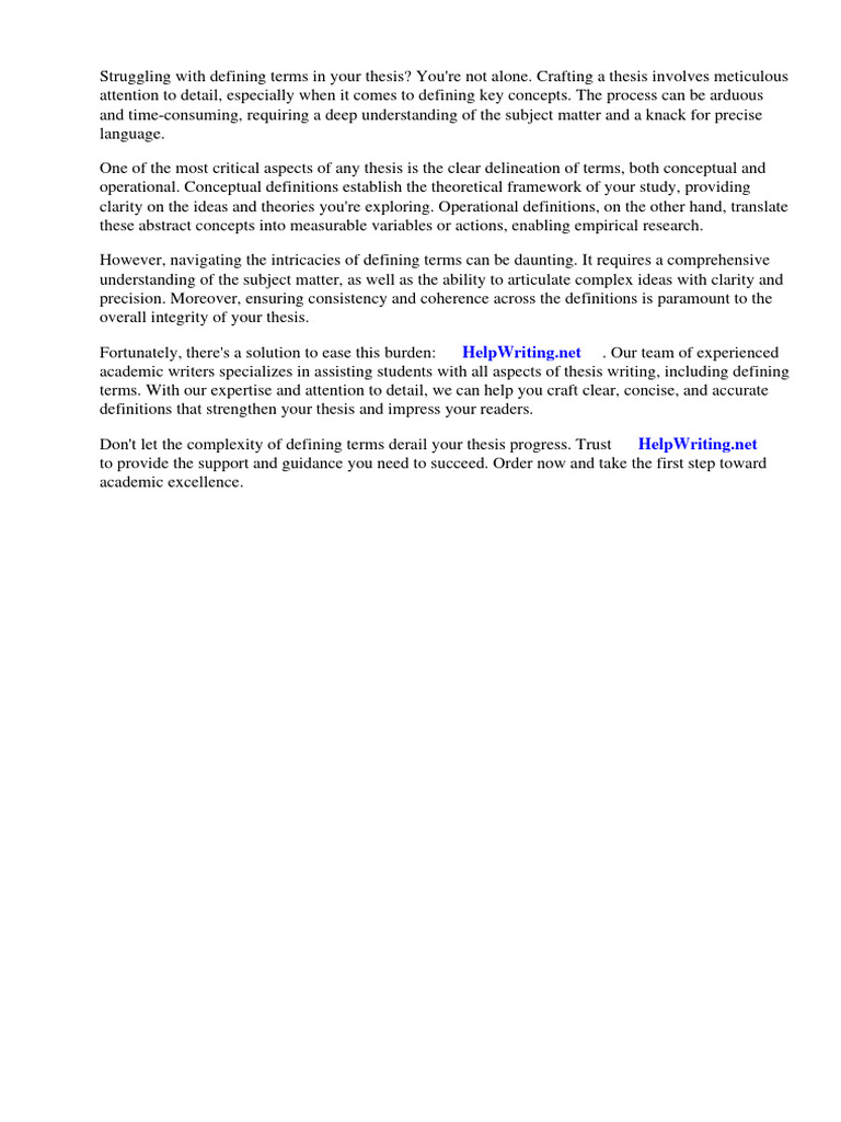 Definition of Terms in Thesis Conceptual and Operational | PDF ... Definition of Terms in Thesis Conceptual and Operational | PDF ...
