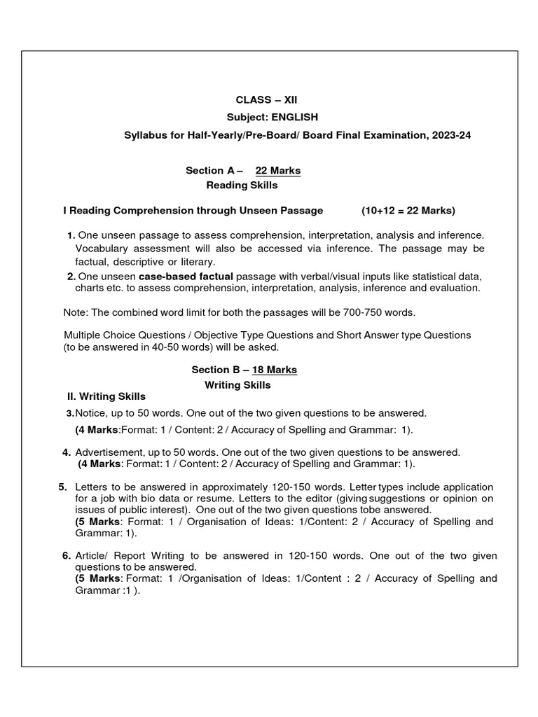 English Class XII | PDF