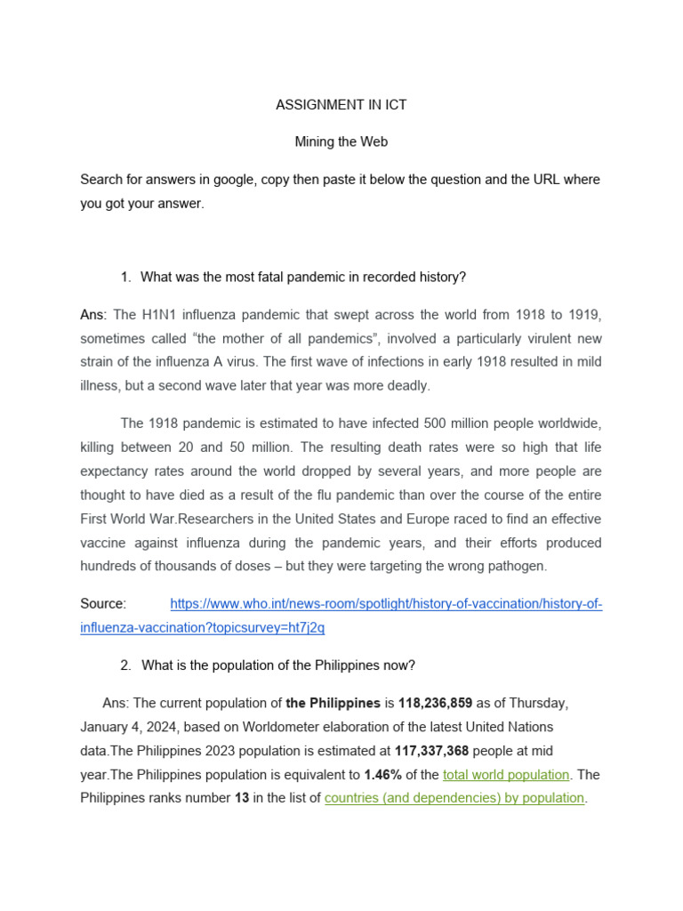 Keana Obnimaga - ICT Assignment | PDF | Influenza Pandemic | Pandemic