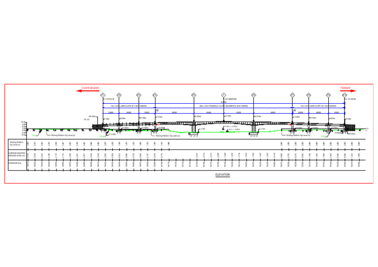 LONG SECTION - SITE PLAN-ELEVATION - PIER LAYOUT PLAN-Model | PDF