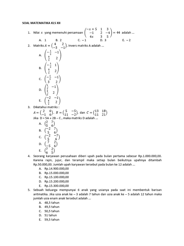 Latihan Ujian MTK Kls Xii PDF | PDF | Metode & Bahan Ajar