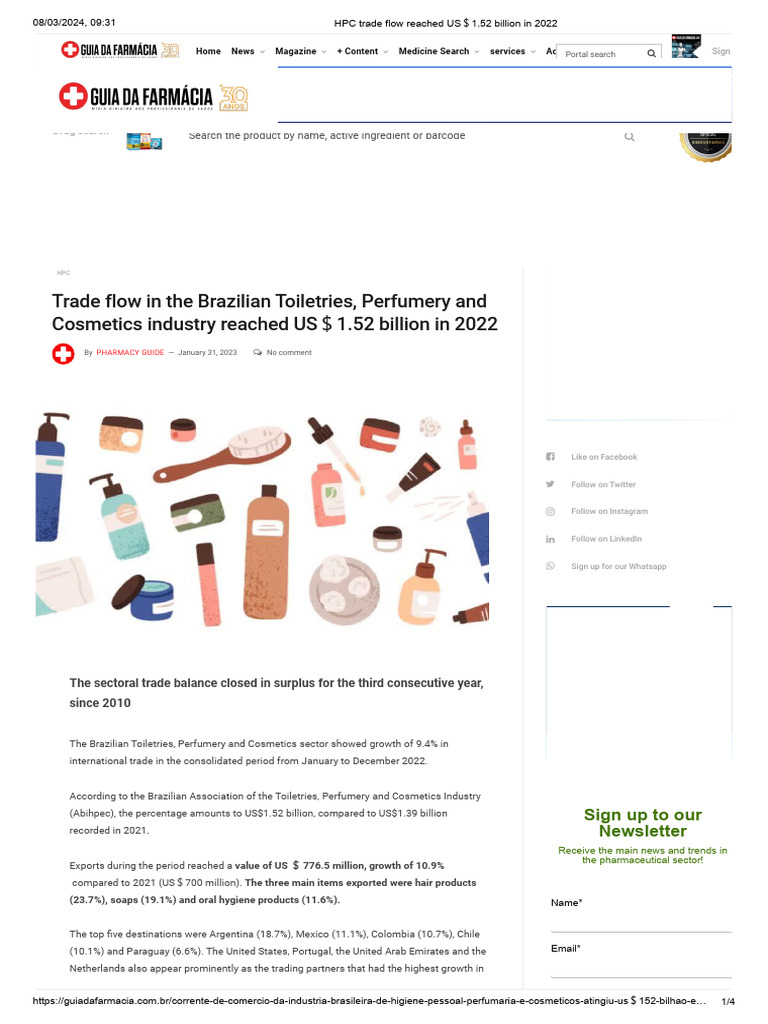Brazil's Cosmetics Trade Reaches $1.52B | PDF