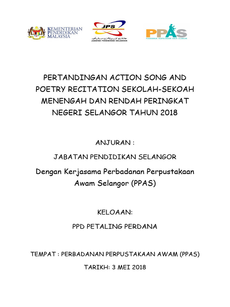 Pertandingan Action Song and Poetry Recitation Sekolah | PDF