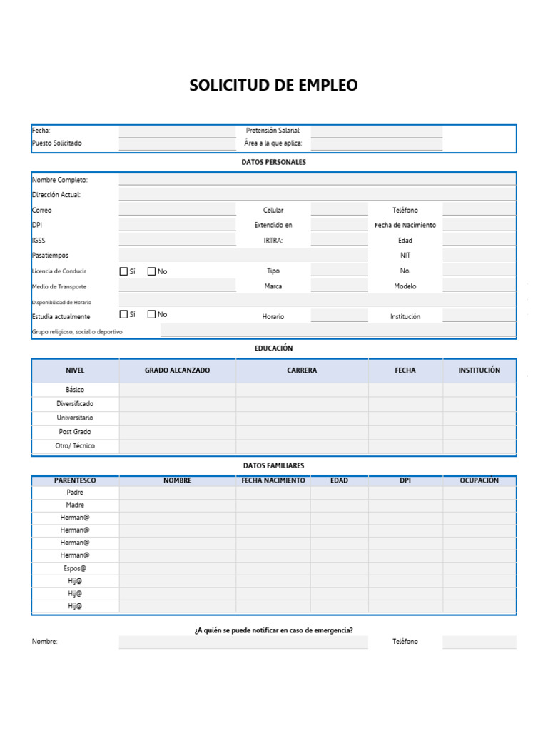 Solicitud de Empleo | PDF