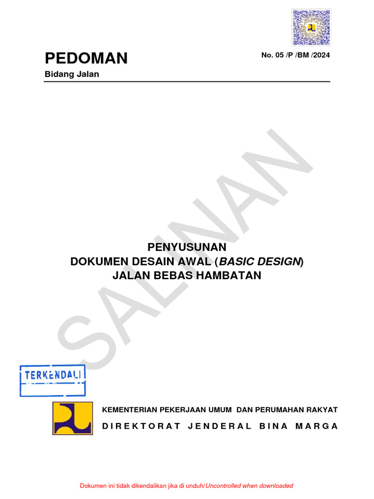 05pbm2024 Pedoman Penyusunan Dokumen Desain Awal Basic Design Jalan Bebas Hambatan | PDF