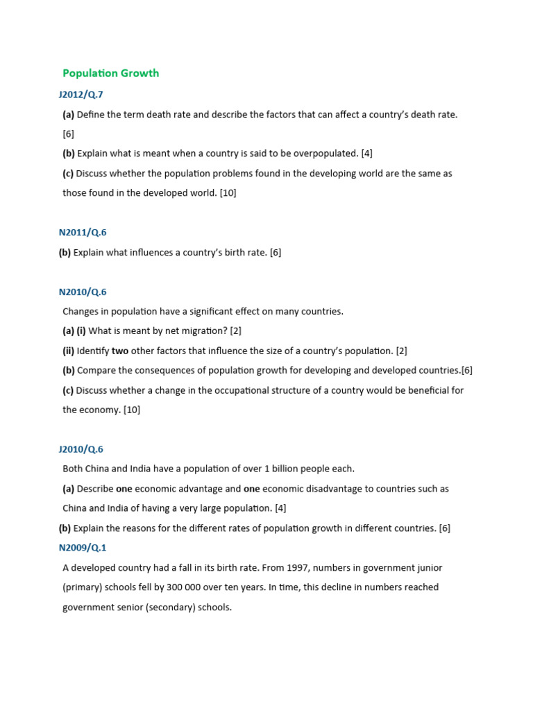 Population Growth | PDF | Economic Growth | Birth Rate